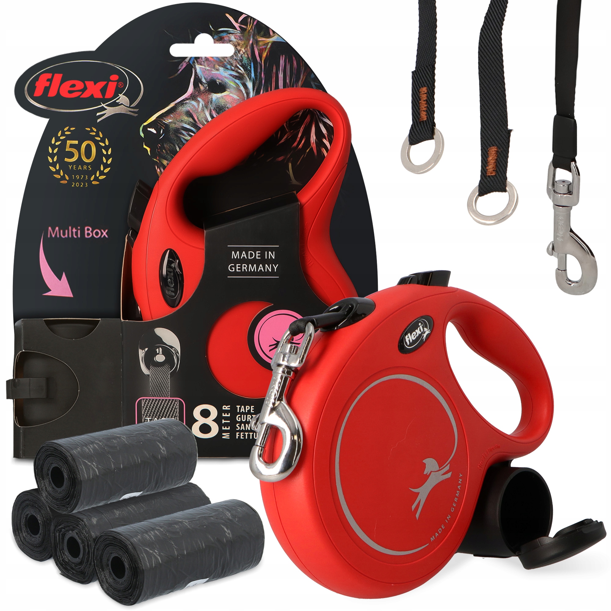 Smycz PSA AUTOMATYCZNA Taśma Blokadą 8m Multi Box 80x WORECZKI PSIE ...