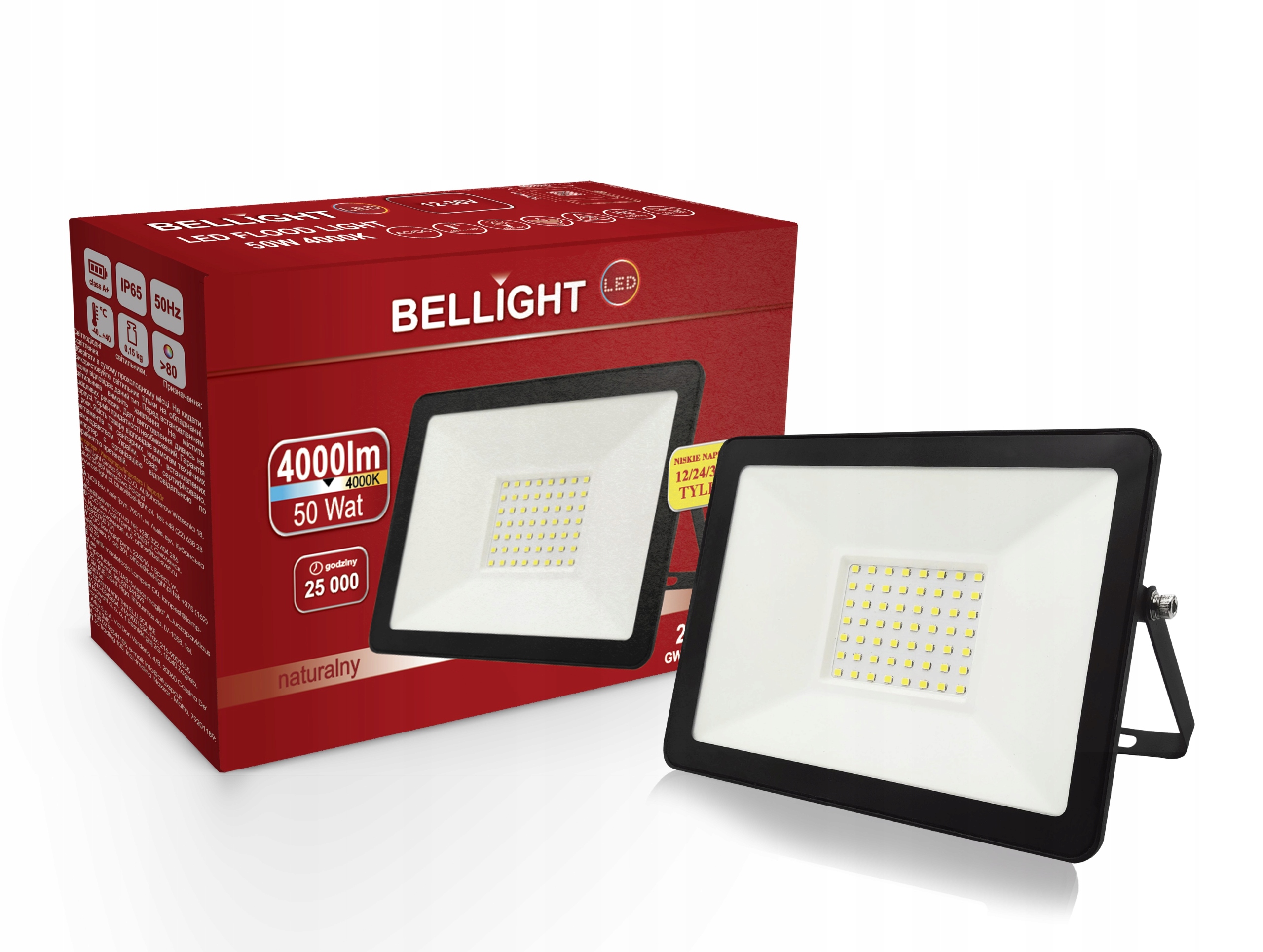 LAMPA NAŚWIETLACZ HALOGEN NISKONAPIĘCIOWY LED 50W 4000lm 12V/24V/36V AC ...