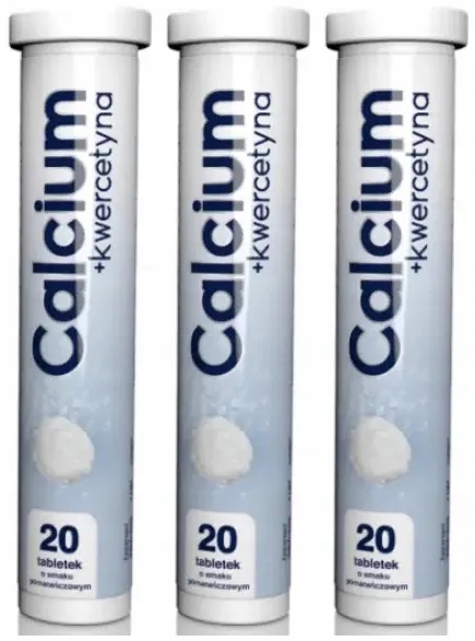 Calcium + Kwercetyna Wapno Smak Pomarańczowy 20 Tabletek Musujących ...