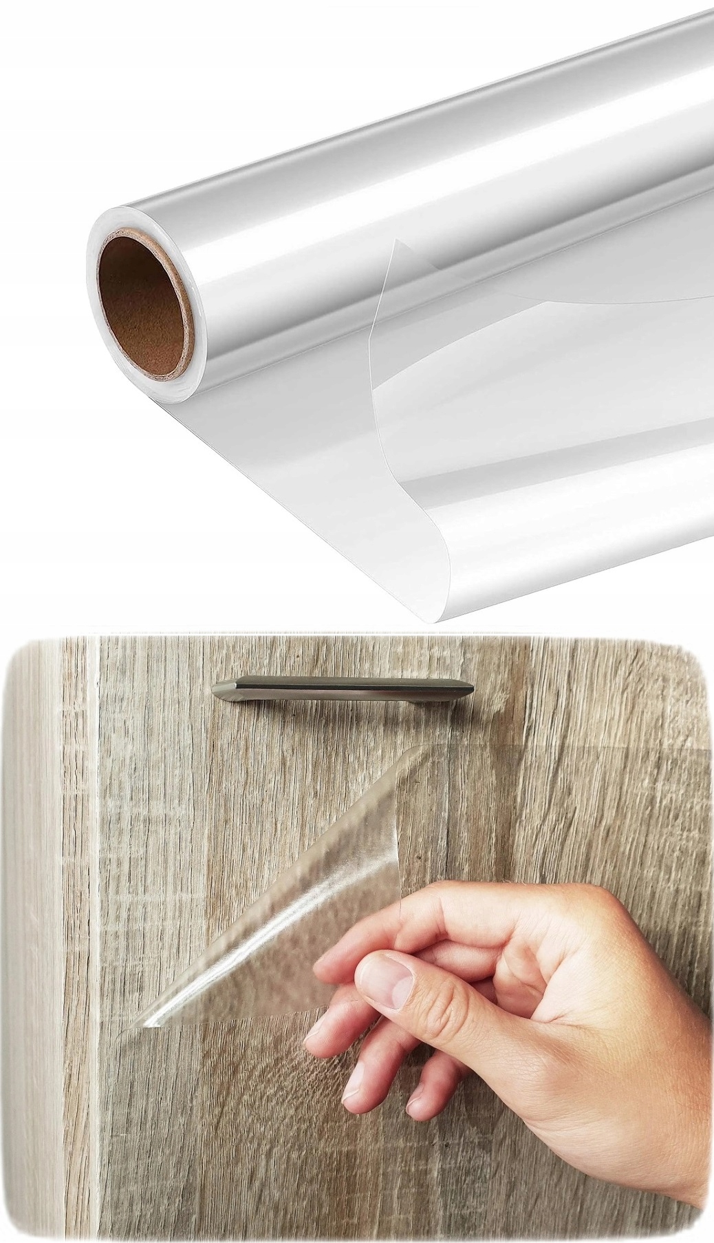 FOLIA BEZBARWNA 152cm OKLEINA MEBLOWA SAMOPRZYLEPNA NA MEBLE OCHRONNA KLEJ (091463) • Cena ...