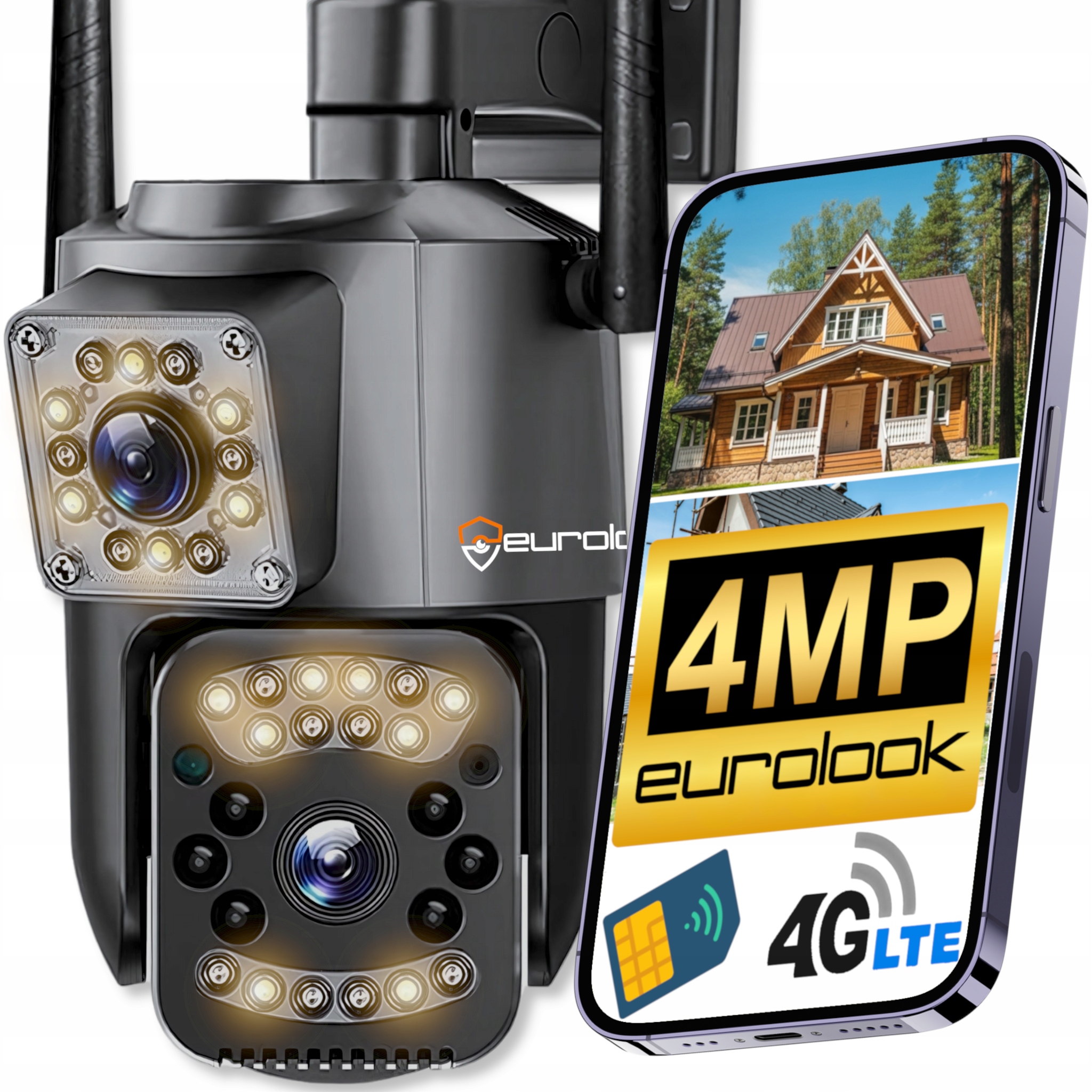 PODWÓJNA KAMERA IP GSM SMART OBROTOWA 4MPX 2K NA KARTĘ SIM 4G 5G LTE AUDIO - Sklep, Opinie, Cena ...