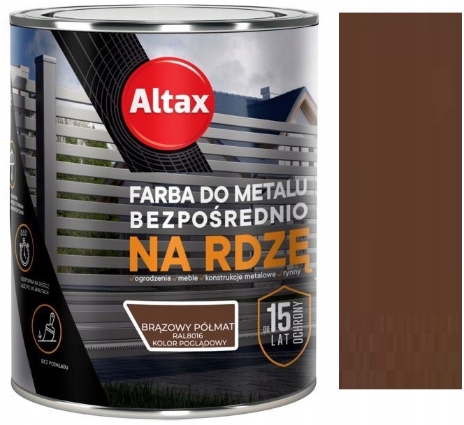 ALTAX FARBA DO METALU NA RDZĘ 0,75L BRĄZOWY PÓŁMAT (5900172994020 ...
