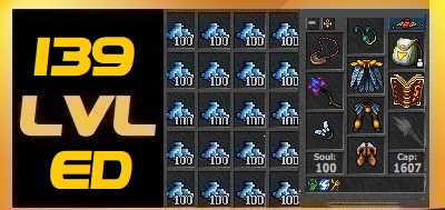 TIBIA 139 LVL ED DRUID BONA + 1KK GOLD + FULL EQ + MOUNT OUTFIT - Stan ...