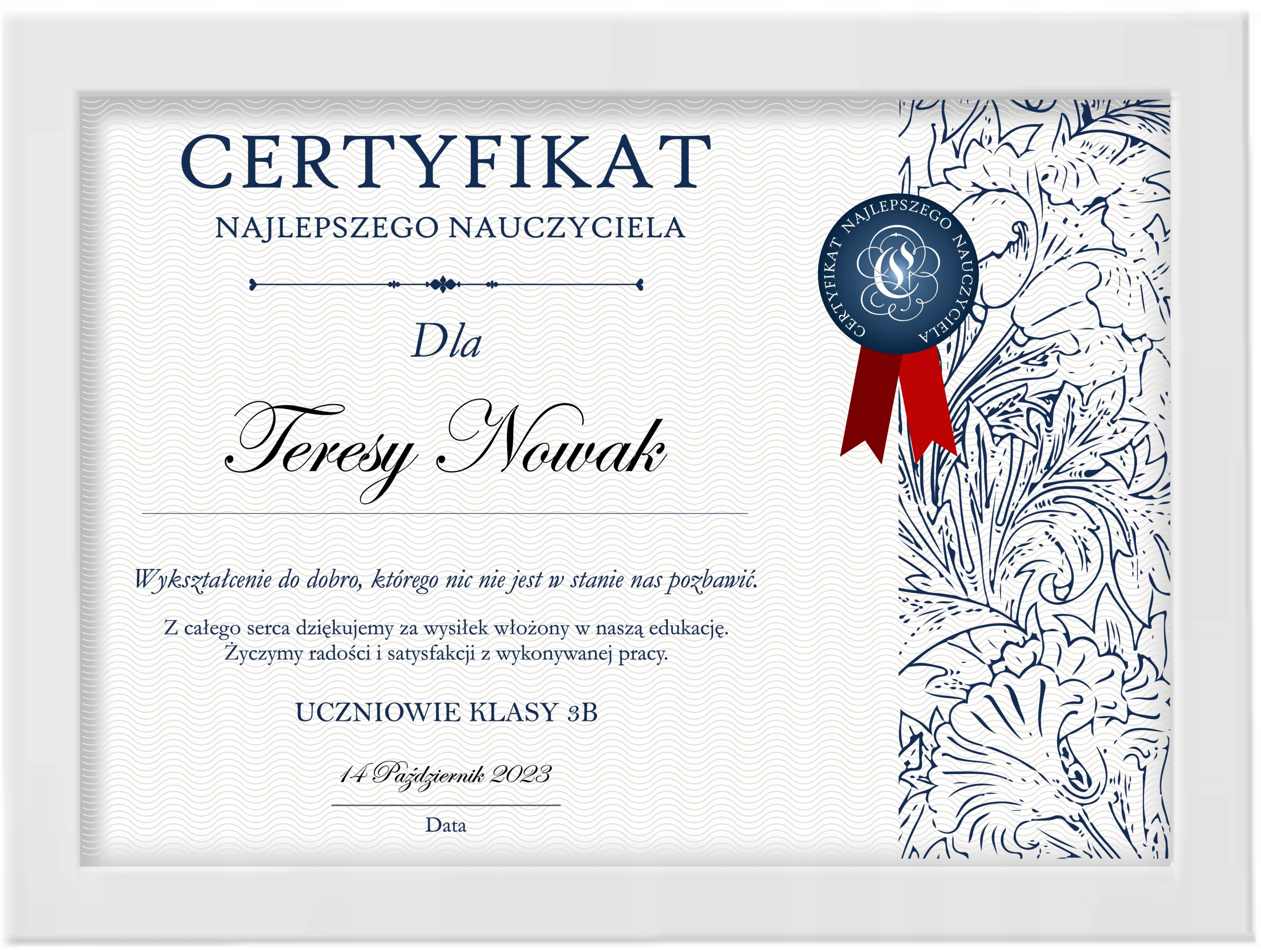 CERTYFIKAT DYPLOM DLA NAUCZYCIELA PREZENT • Cena, Opinie • Kartki ...