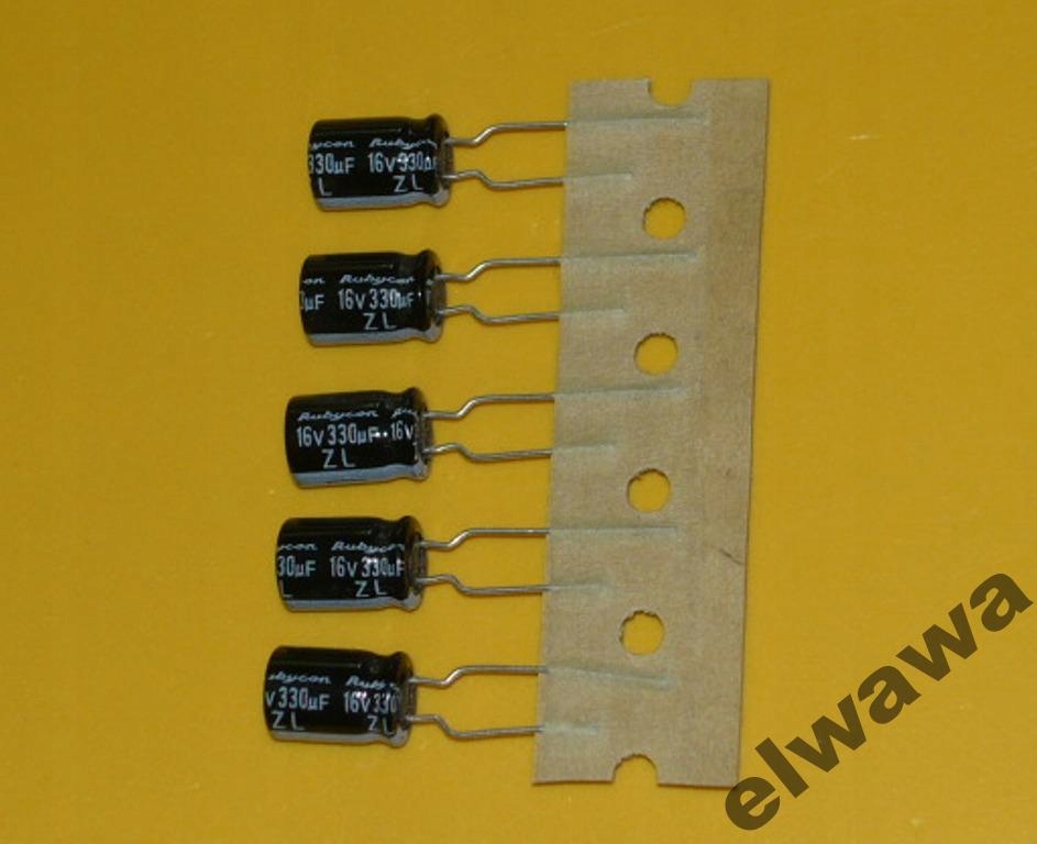 Kondensator el. 330uF 16V RUBYCON ZL LOW ESR 30szt • Cena, Opinie - Allegro