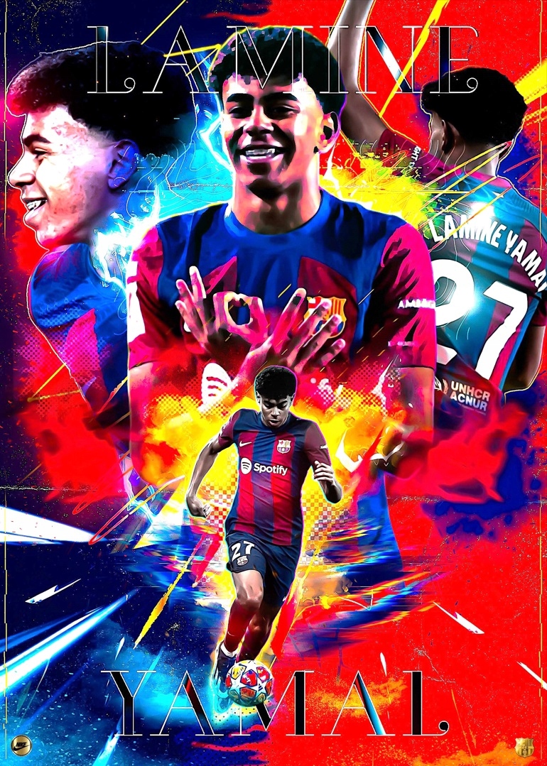 Lamine Yamal (2024) FC BARCELONA - Poster Exclusive ART PREMIUM Pro ...