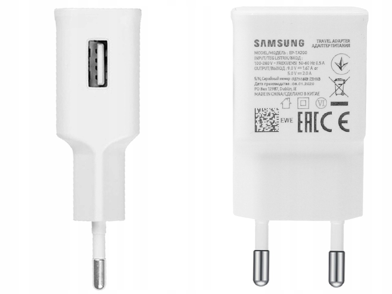 Oryginalna Ładowarka Sieciowa Samsung USB 2000 mA 5 V EP-TA200EWE Biała • Cena, Opinie - Allegro