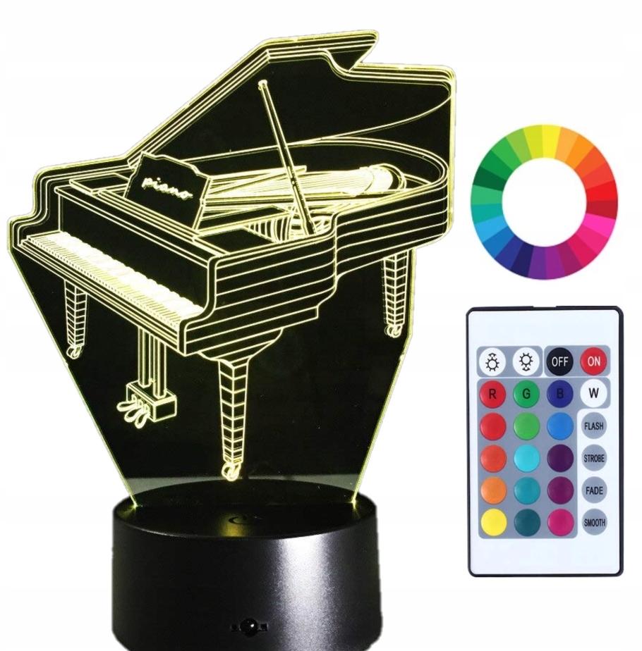 Lampka Nocna LED 3D Fortepian Instrument Grawer (5903457876622) • Cena ...