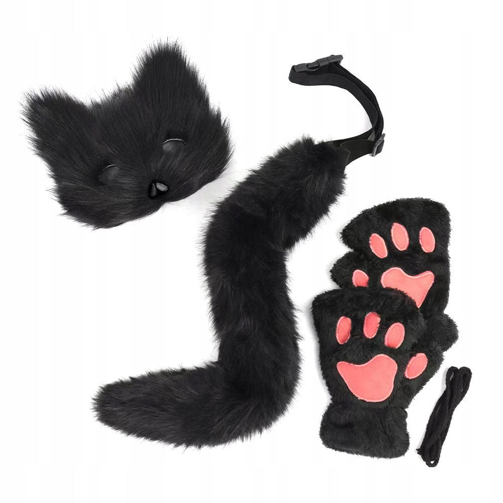 MASKA COSPLAY FURRY OGON ŁAPKI MITENKI WILK LIS FUTRZAK ZESTAW 3SZT ...