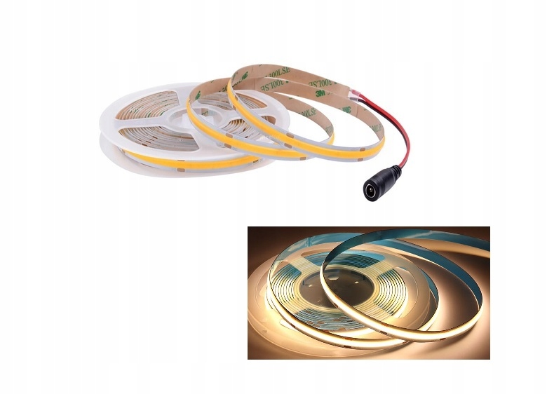 TAŚMA COB LED 12V 336 DIÓD 1M PRZEWÓD DC BIAŁA C. • Cena, Opinie ...