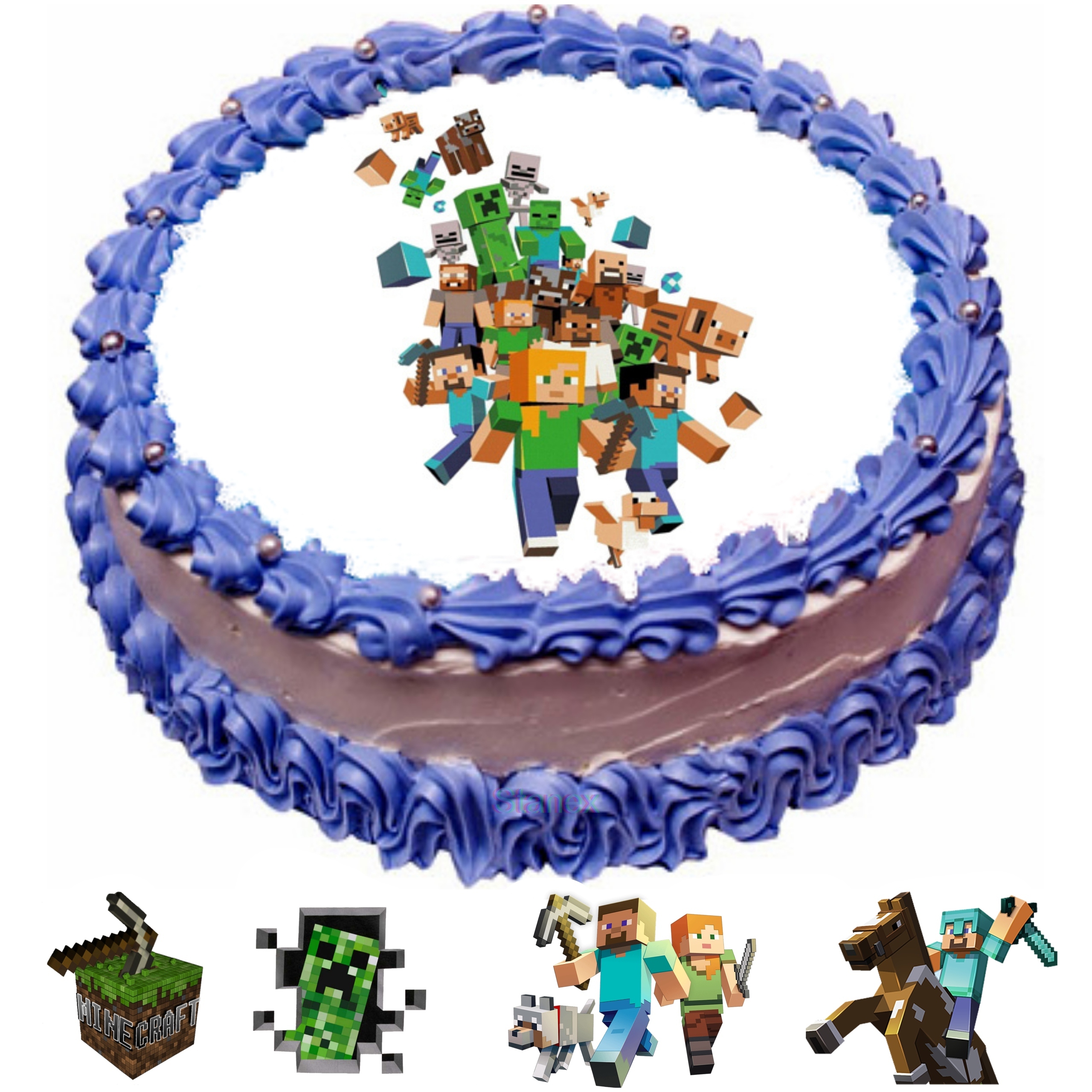 OZDOBA NA TORTU MINECRAFT DO 21 CM + OBVODY ZDARMA za 5.14EUR - Allegro