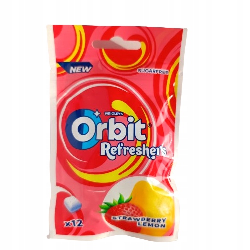 ORBIT REFRESHERS STRAWBERRY LEMON GUMA BEZ CUKRU 26g DATA: 2025.01 ...