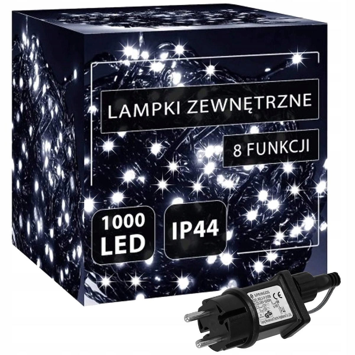 LAMPKI NA CHOINKĘ 1000 LED BIAŁE ZIMNE ZEWNĘTRZNE CHOINKOWE 50m ...