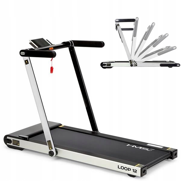 Bieżnia Elektryczna Szara LOOP12 HMS Do 120 KG BLUETOOTH Składana Pod ...