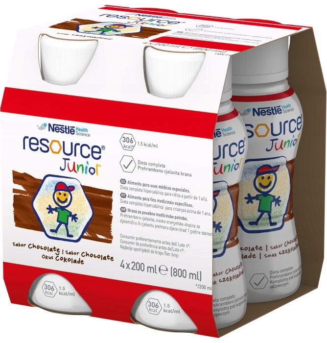 Nestle resource Junior czekolada 4x 200 ml (7613033330902) • Cena ...