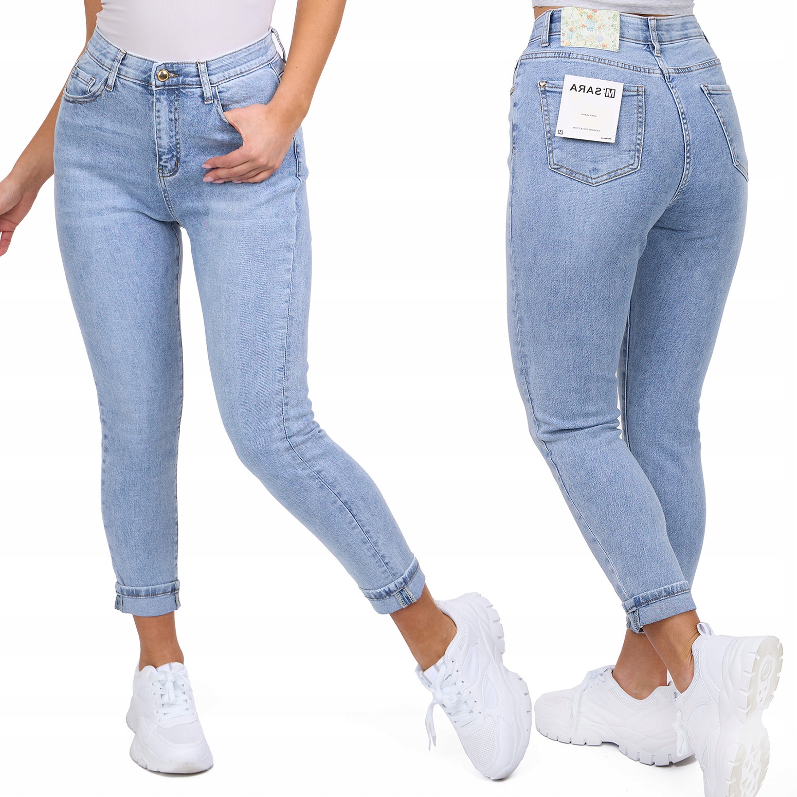 120 _SPODNIE DAMSKIE M.SARA jeans Blue _M/38 • Cena, Opinie • Jeansy ...