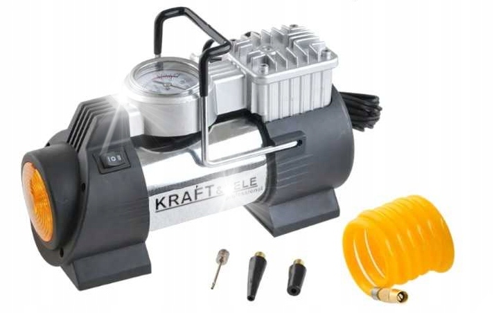 KOMPRESOR DO AUTA 12V 190V 40L/min vestavěná LED svítilna + 2 adaptéry ...