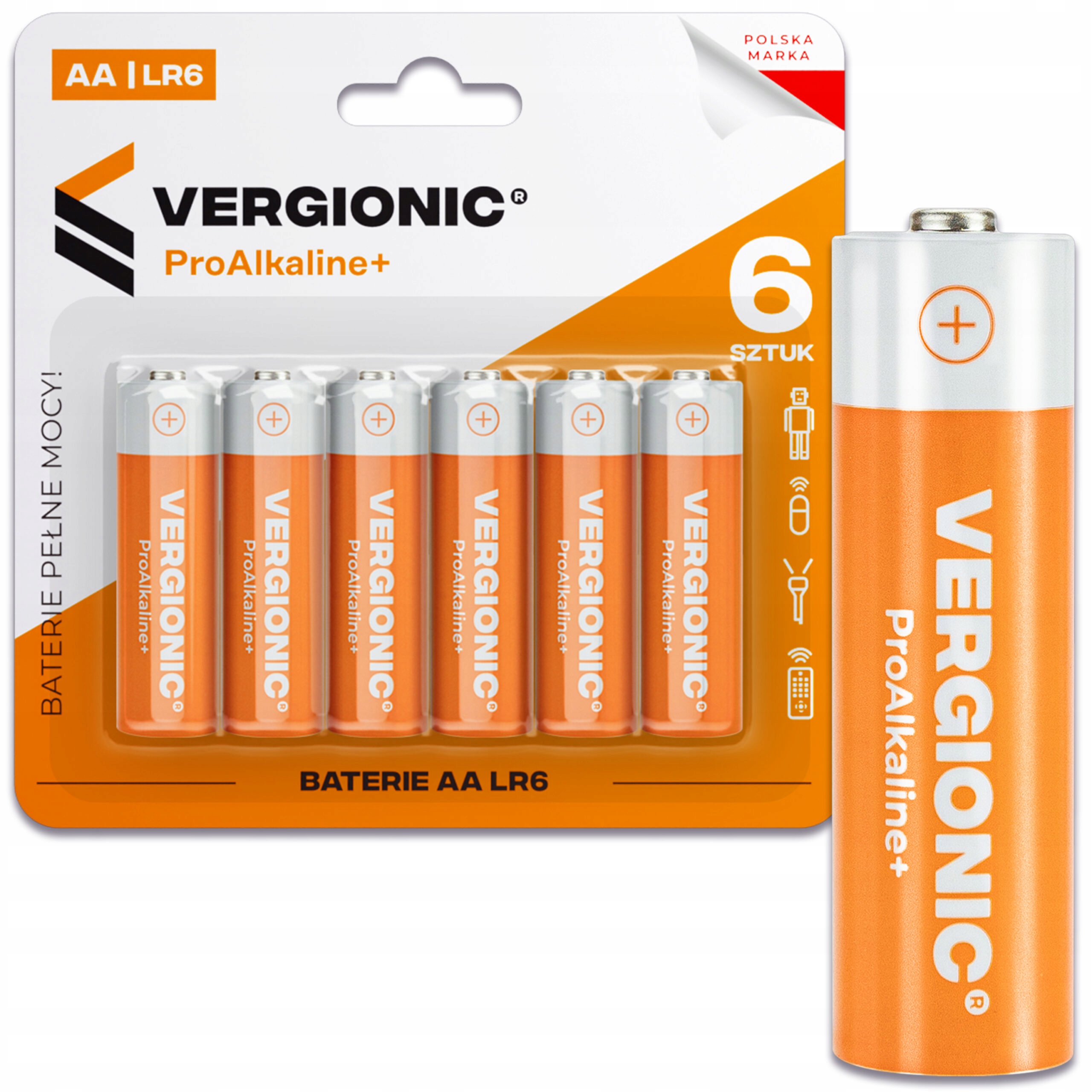 BATERIE ALKAICZNE 6 SZT R6 AA VERGIONIC - Sklep, Opinie, Cena w Allegro