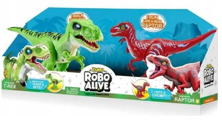 Zuru Robo Alive 2w1 Dinozaur Raptor i T-Rex • Cena, Opinie - Allegro