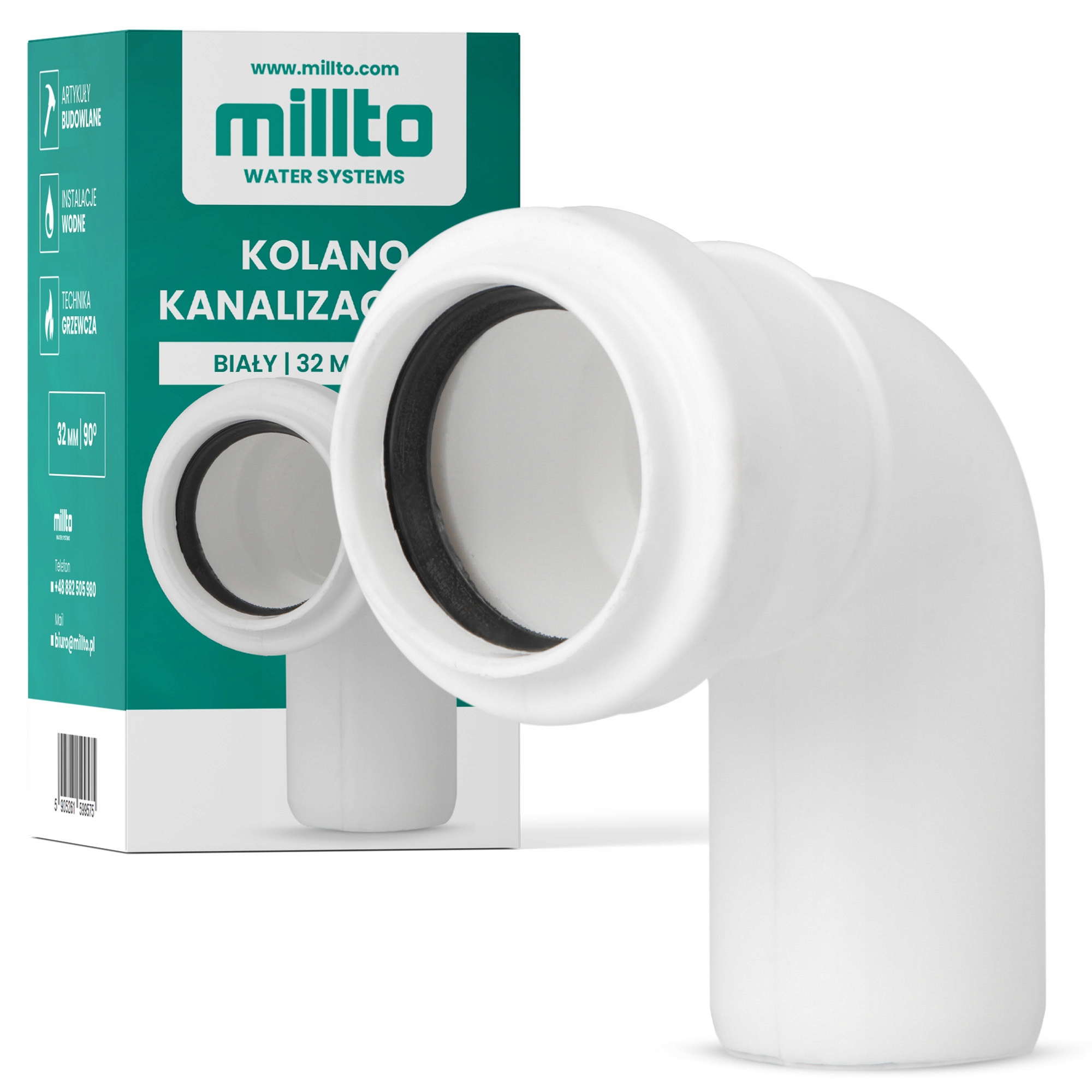 KOLANO KANALIZACYJNE 32 MM 90° PCV PP ZŁĄCZKA ŁĄCZNIK RURY WODY KSZTAŁ ...