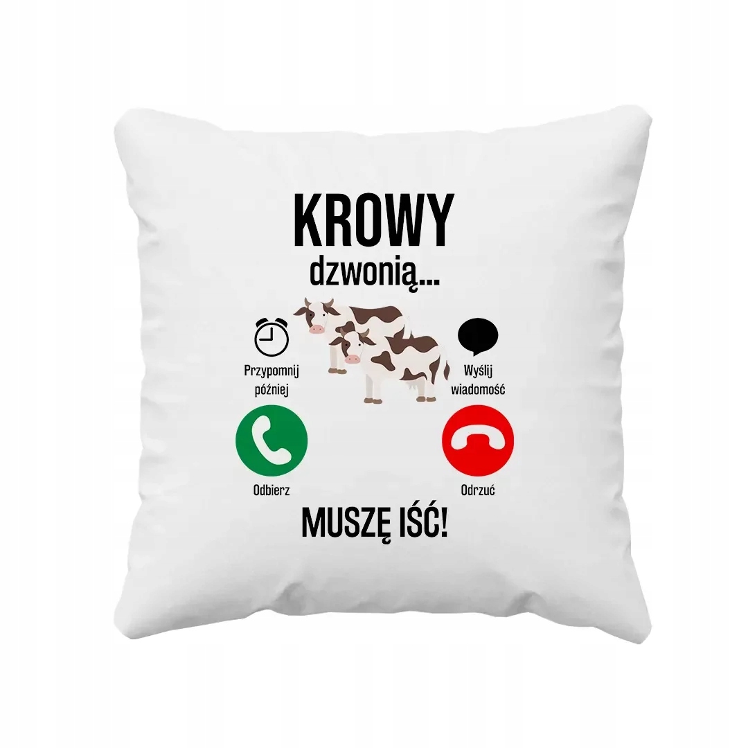 PODUSZKA Z KROWAMI ROLNIK Krowy dzwonią, muszę iść • Cena, Opinie - Allegro