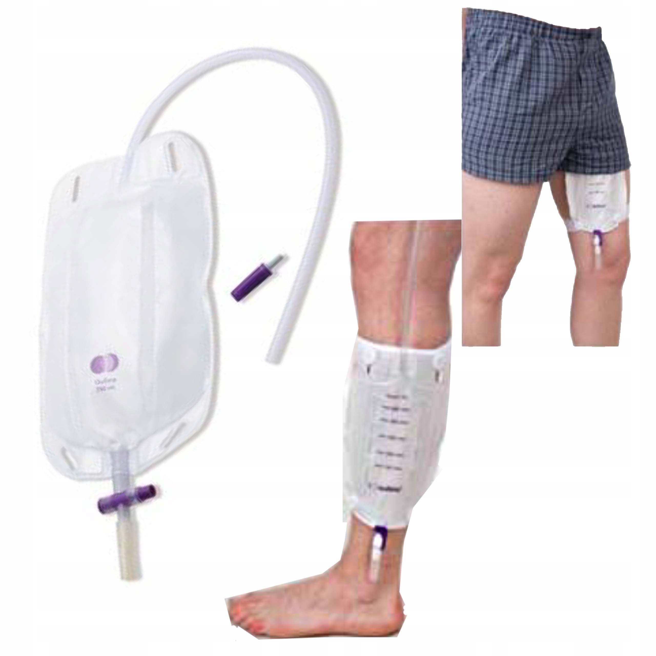 QUFORA WOREK DO ZBIÓRKI MOCZU NA NOGĘ WOREK MOCZOWY 500ml DREN 50cm ...