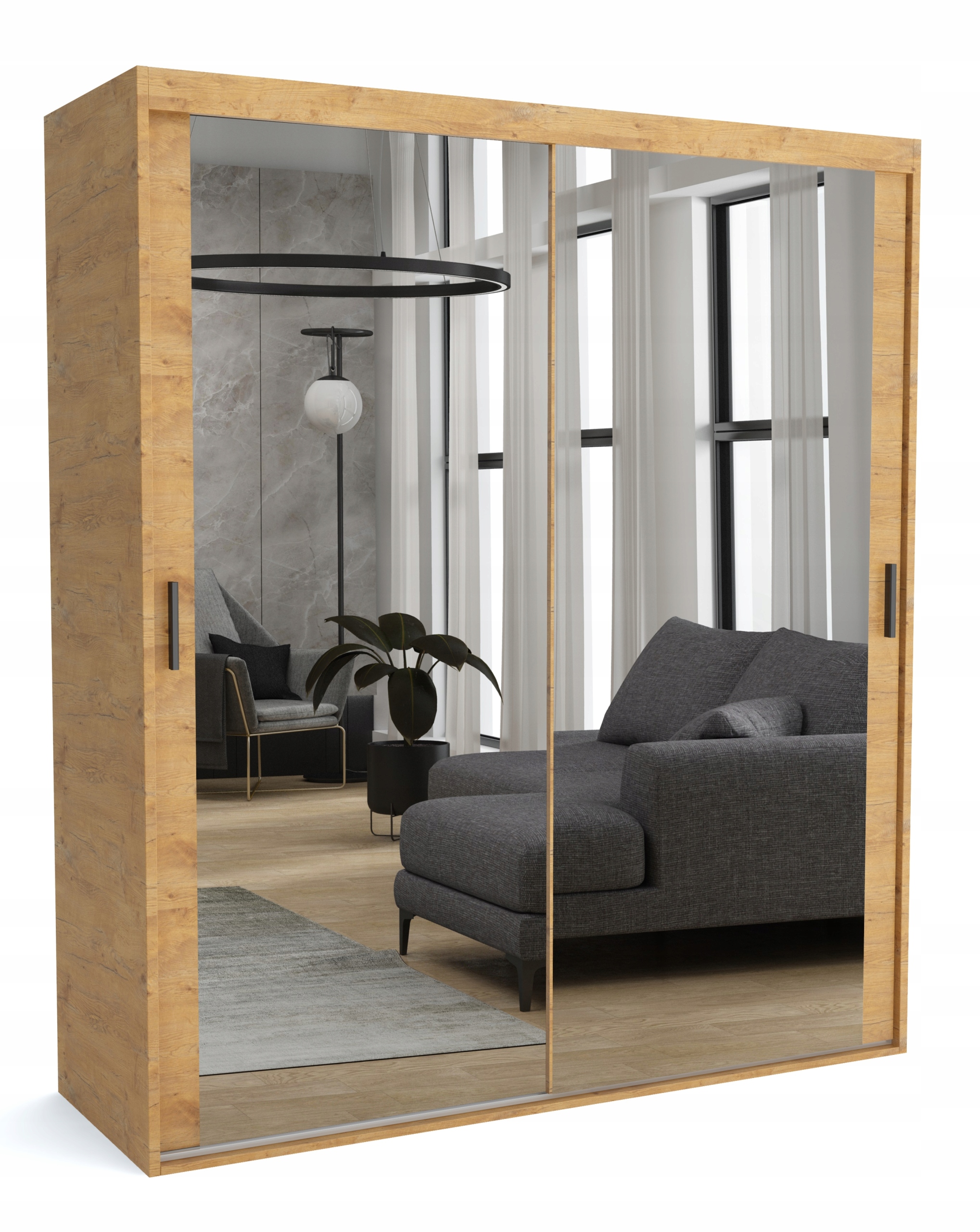 Szafa Ślak meble Mat 120 x 205 x 60 cm akacja, biały, czarny, dąb ...