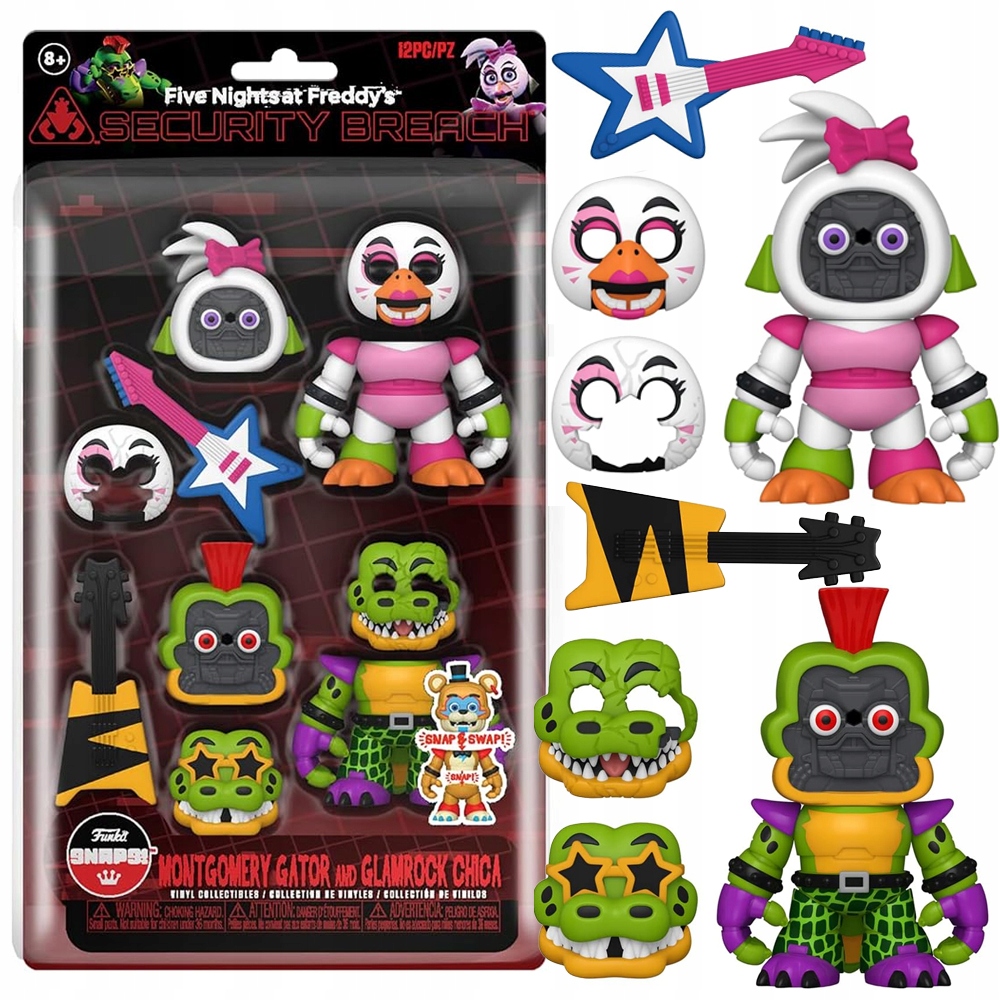 FNAF FUNKO FIGURKA MONTGOMERY GATOR + GLAMROCK CHICA SNAPS & SWAP ...