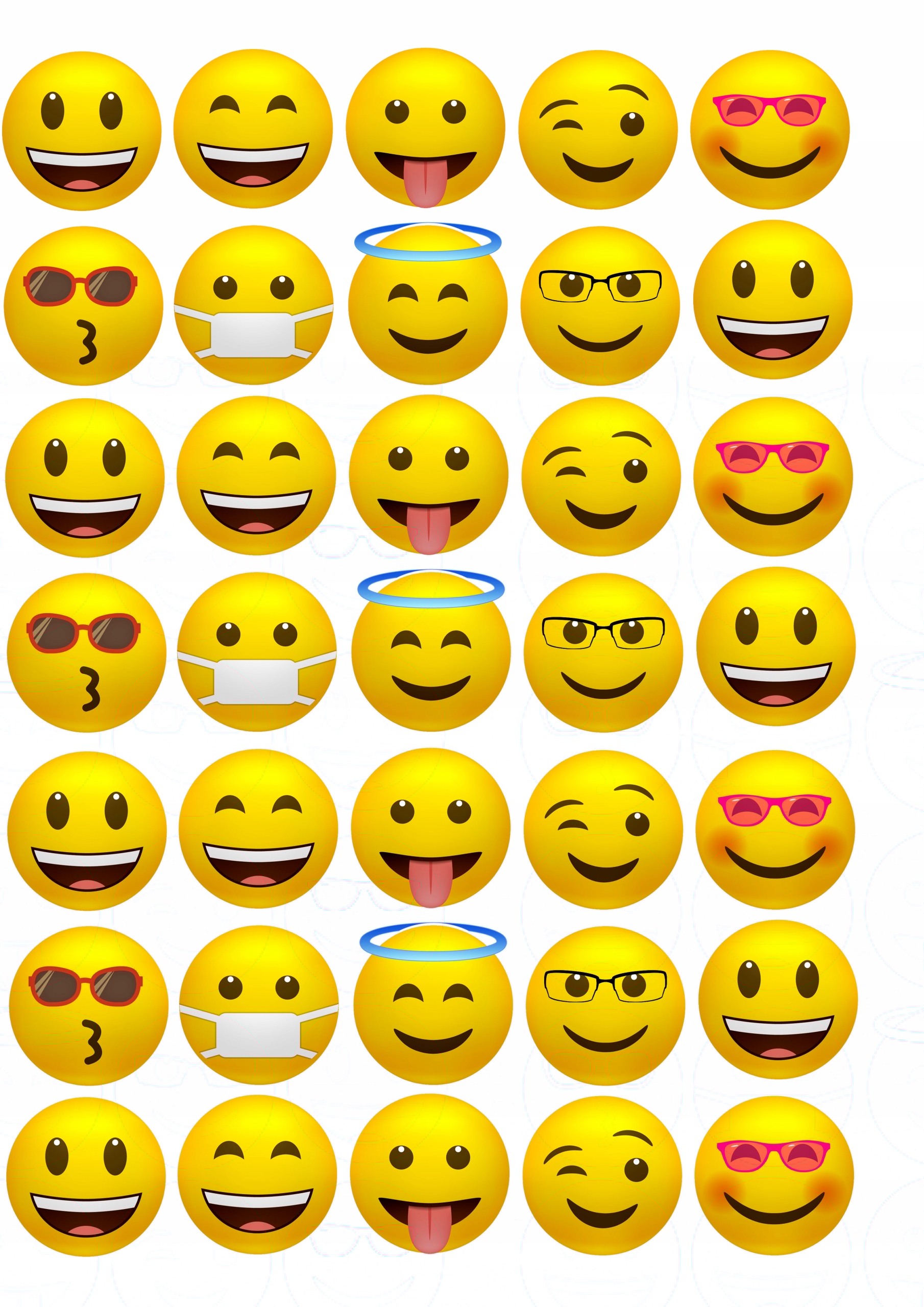 PAPIER MASA CUKROWA EMOTKI UŚMIECH BUŹKI BUZIE UŚMIECHY TWARZE :) 3,5CM ...