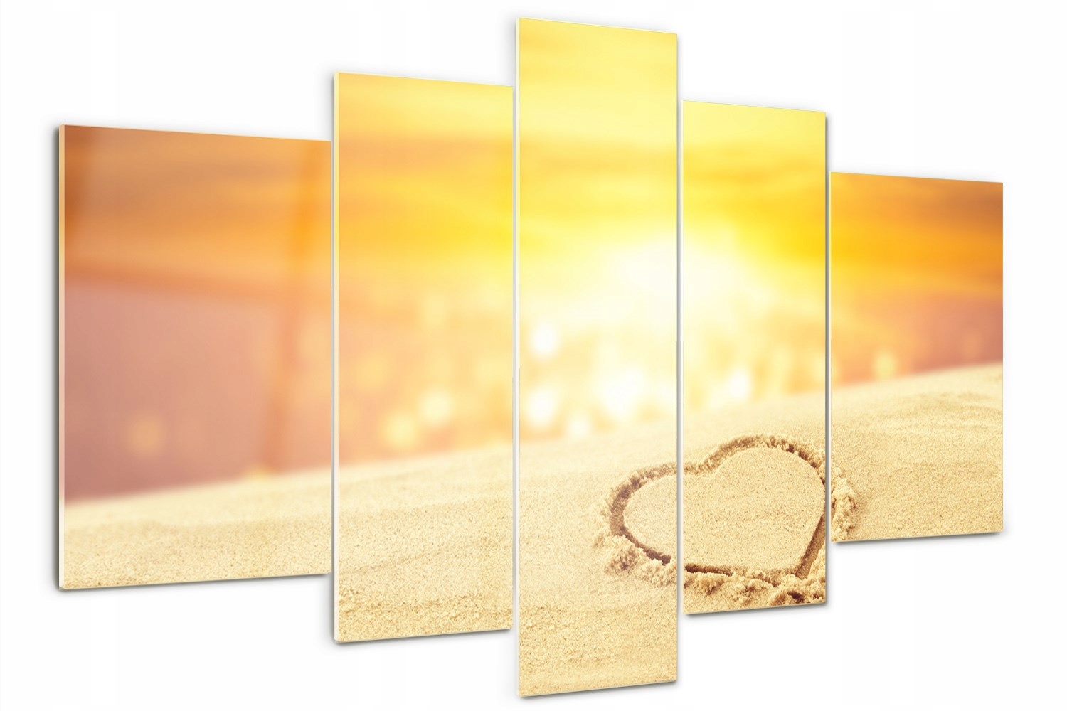 Obraz szklany tryptyk na ścianę Serce na piasku • Cena, Opinie • Obrazy 13218255583 • Allegro
