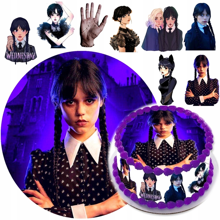 ZESTAW OPŁATEK NA TORT WEDNESDAY+POSTACIE TEKST (5014201934878) • Cena ...