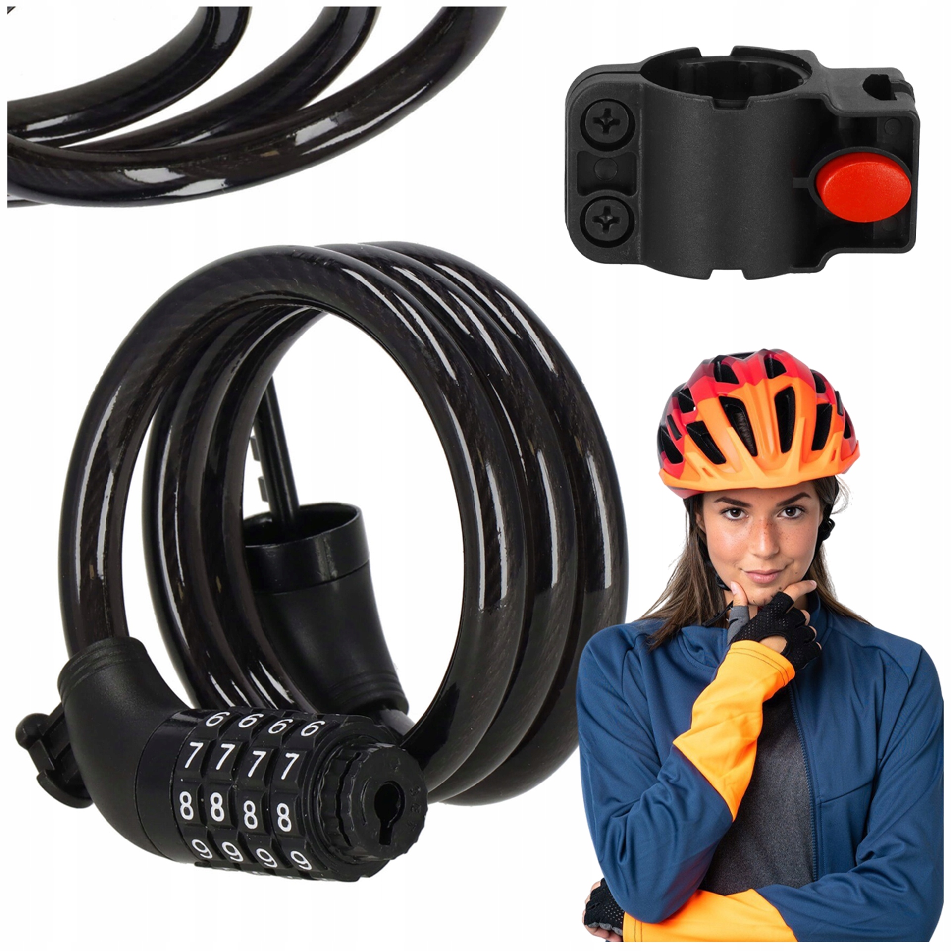 Zabezpieczenie rowerowe linka Springos ZAPIĘCIE ROWEROWE LINKA NA SZYFR - 5907719447940 ...