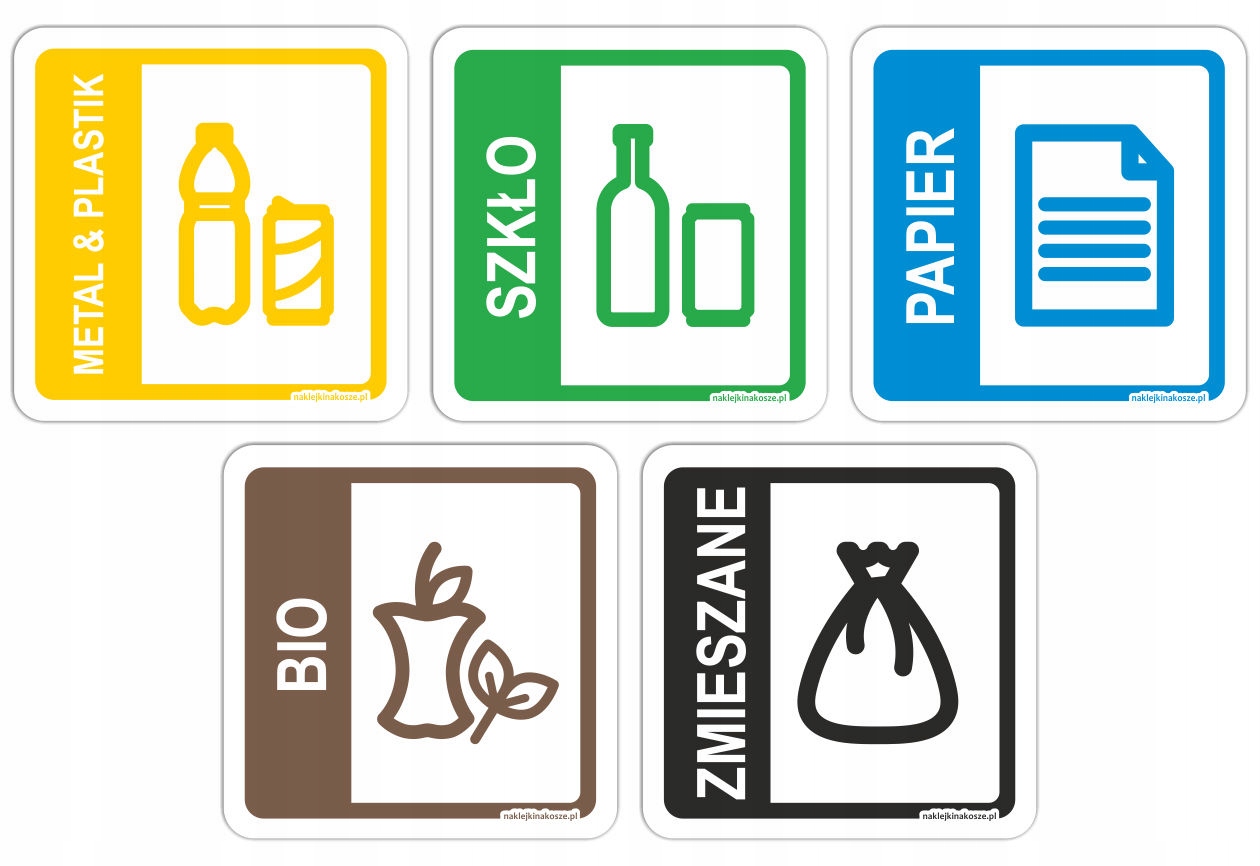 Naklejka odpady zmieszane 10 cm 10 cm • Cena, Opinie • Naklejki do ...