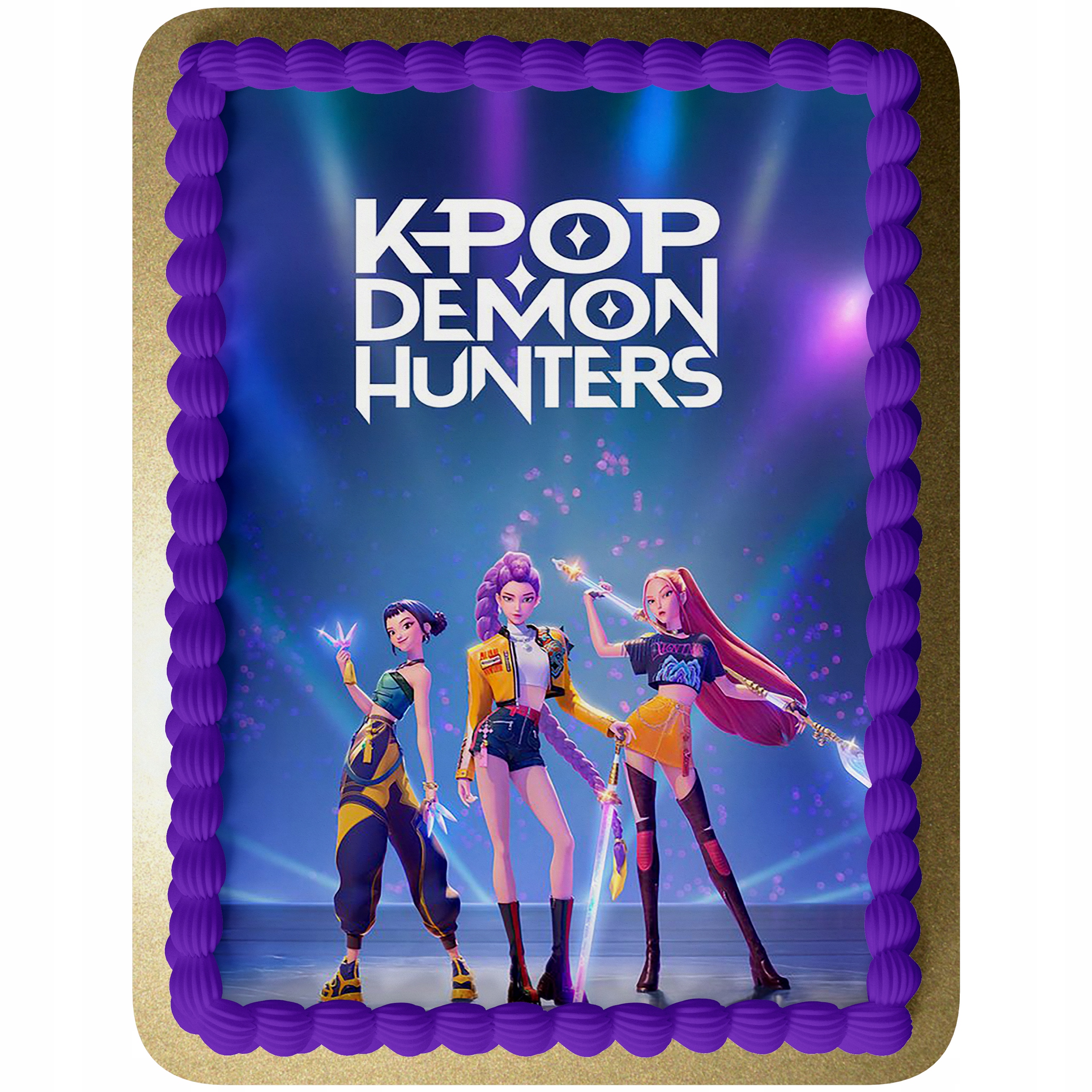 OPŁATEK NA TORT HUNTRIX KPOP DEMON HUNTERS PROSTOKĄTNY A4 + GRATIS ...