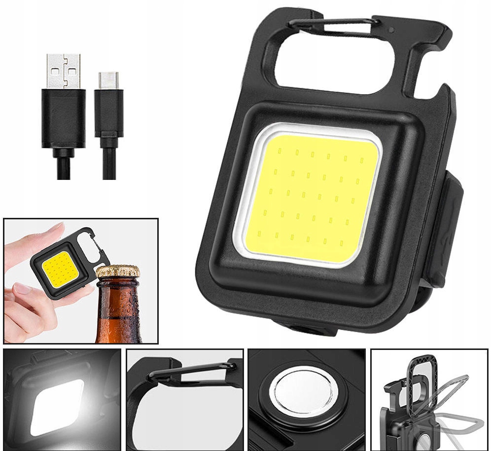 Mini Latarka Kieszonkowa Brelok LED COB USB 6W - mini latarka ...