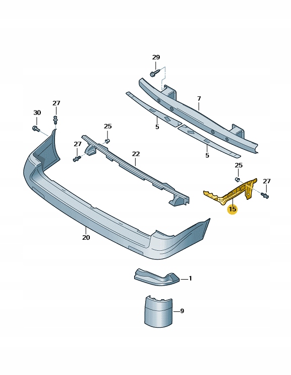 ŚLIZG PROWADNICA LEWA TYLNEGO ZDERZAKA VW T5 7H0807393C za 77,35 zł z ...