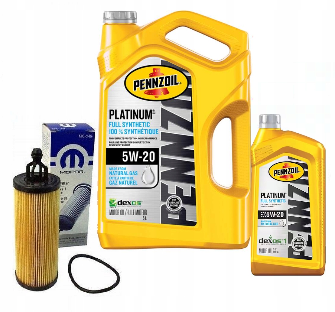 OLEJ PENNZOIL 5W20 6L + FILTER MO349 68191349AC PENTASTAR 3.6 V6 za 81 ...