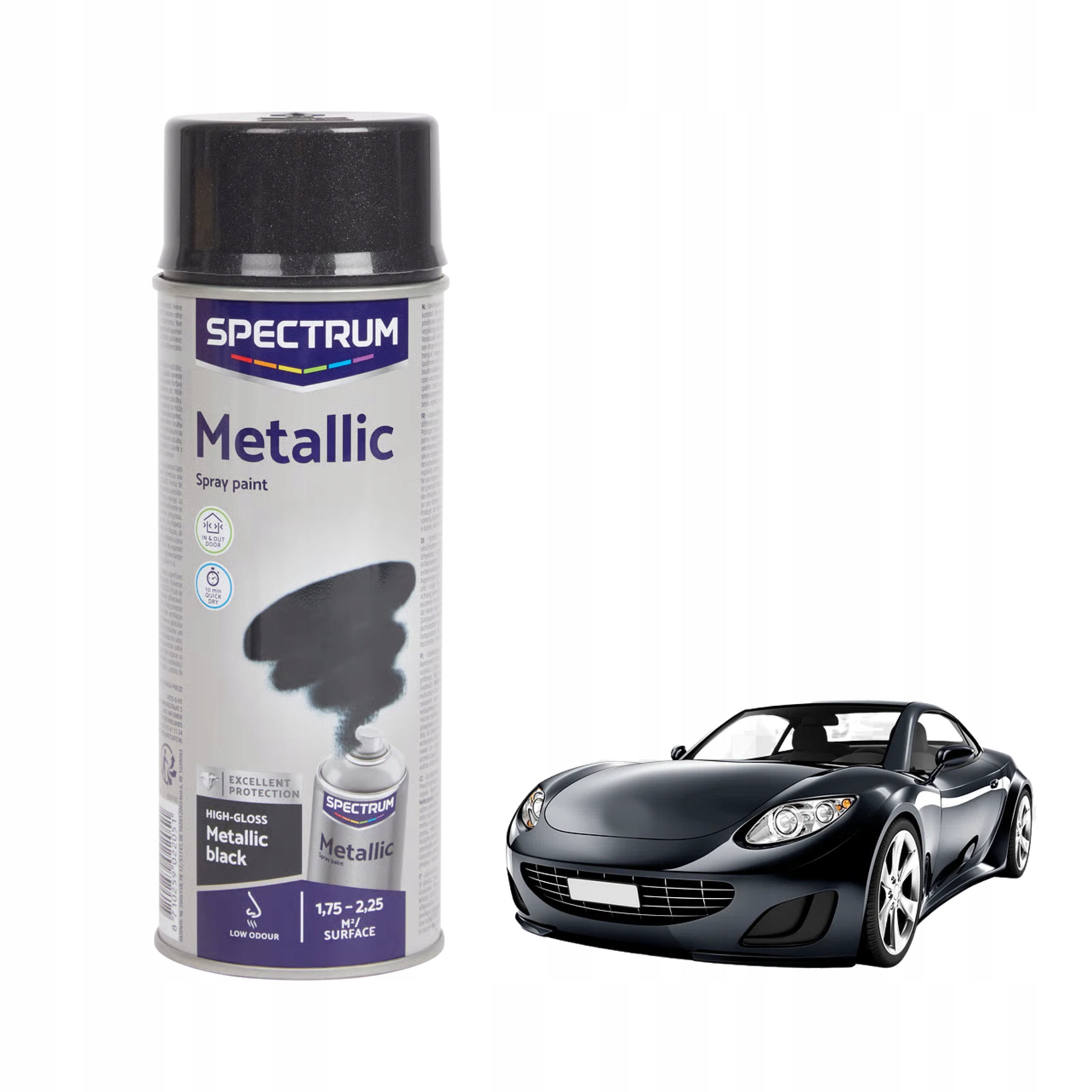 Farba w sprayu Spectrum czarny metalik 400 ml • Cena, Opinie - Allegro