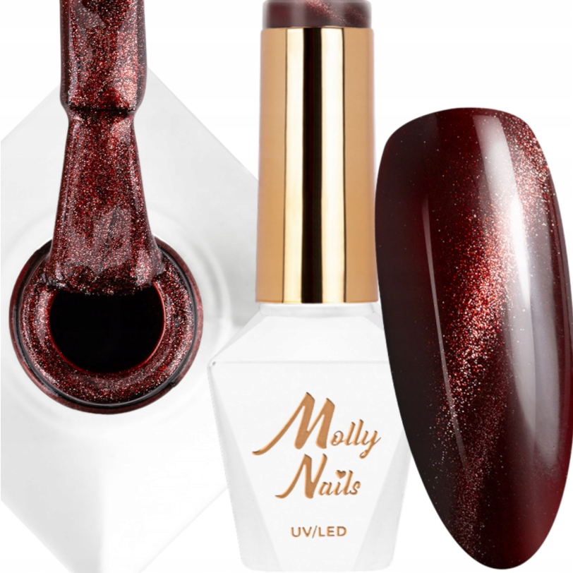 MOLLYNAILS 8g LED/UV Hibrid Gél Lakk Cat Eye Piros Vörös Nr237 ...