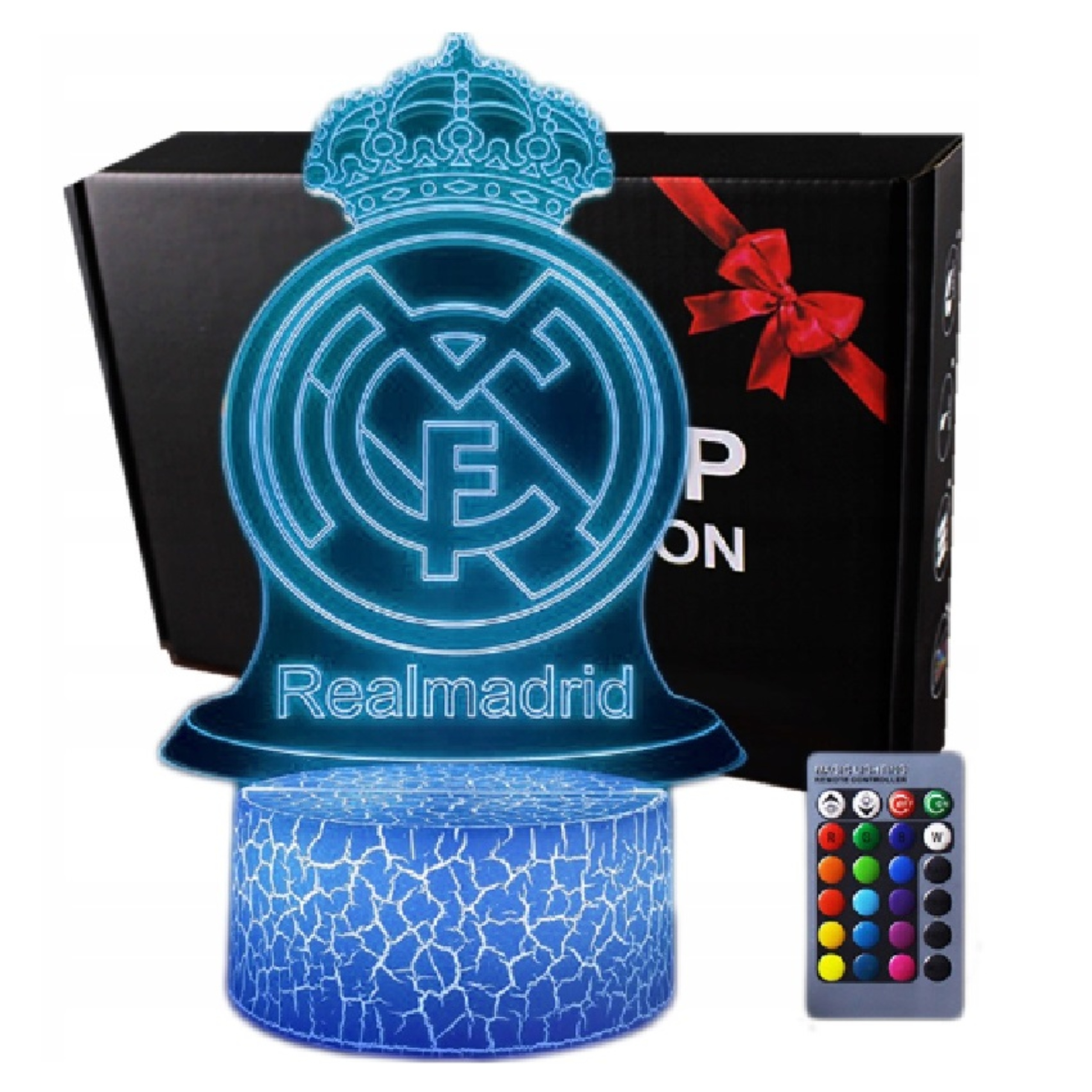 Lampka nocna REAL MADRYT 3D Led USB + PILOT • Cena, Opinie - Allegro