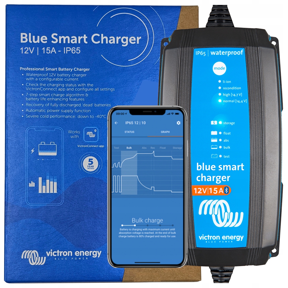 Ładowarka Victron Blue Smart 12V 15A IP65 Bluetooth BS12/15 8719076018025 za 533.31PLN z Poznań ...