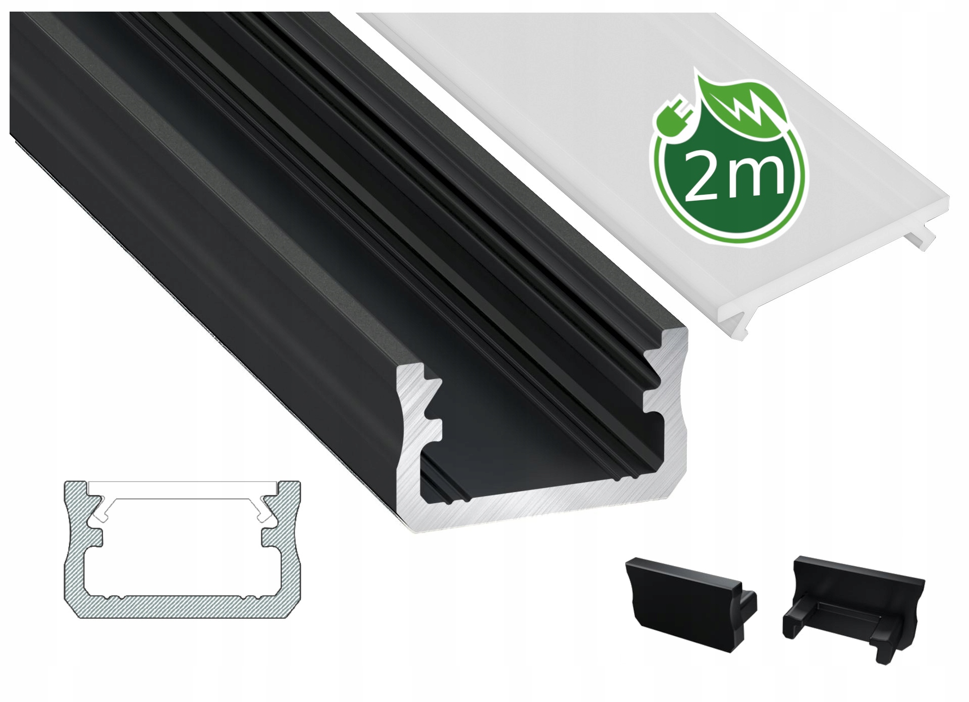 Profil LED aluminiowy czarny Worthy-A + Klosz 2m (5907612238492) • Cena ...
