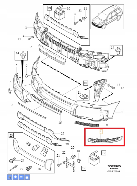 Volvo OE 30678953 kratka zderzaka • Cena, Opinie - Allegro
