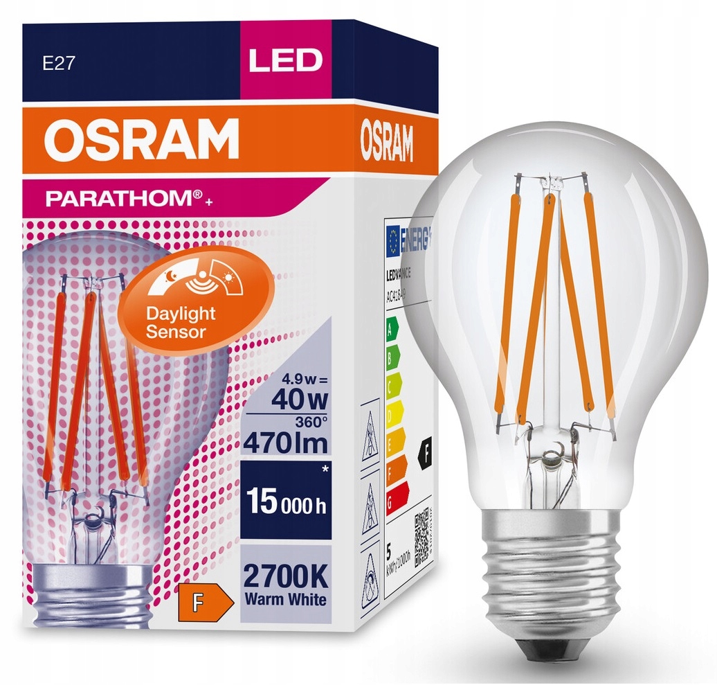 Osram żarówka LED czujnik zmierzchu 4.9W E27 2700K (1995) • Cena ... Osram żarówka LED czujnik zmierzchu 4.9W E27 2700K (1995) • Cena ...