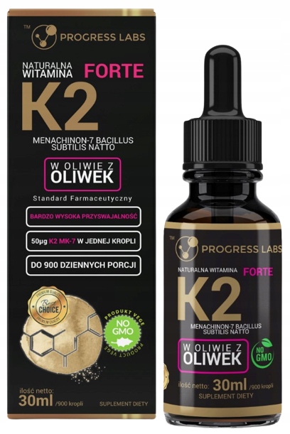 Progress Labs Naturalna Witamina K2 MK-7 FORTE 30 ml Kości Krzepliwość ...