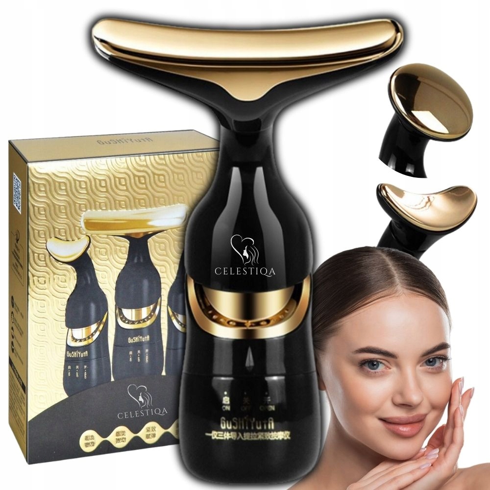 MASAŻER LIFTINGUJĄCY 3w1 DO TWARZY SZYI WIBRACYJNY DO ZMARSZCZEK 3 ...