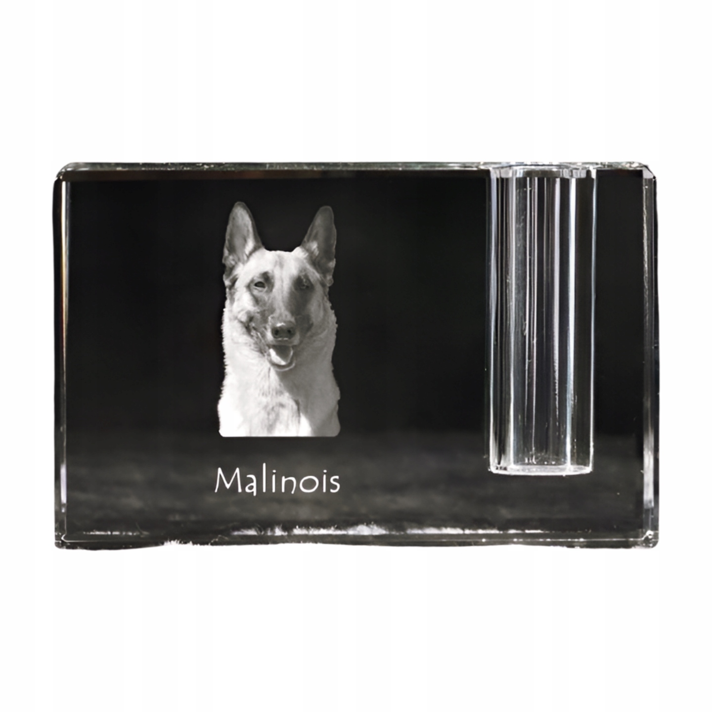 Malinois Belg. German Shepherd Pen Holder Crystal Desk Organizer Office ...