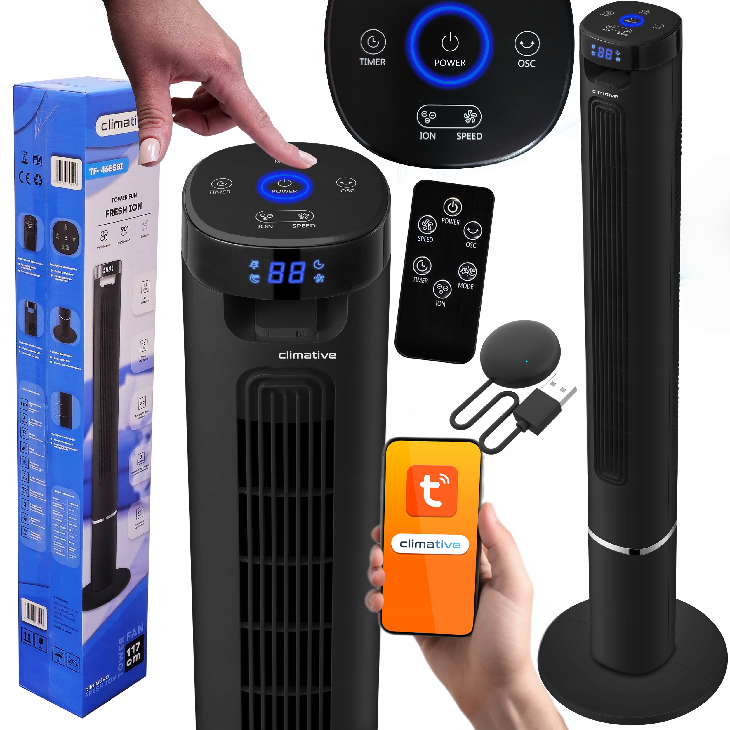 Wentylator kolumnowy Climative Fresh ION TF-46ESBI czarny ...