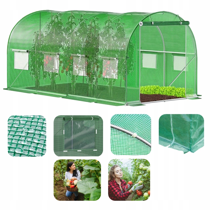 Tunel Foliowy Ogrodowy Szklarnia UV4 Mocna Folia 4x2,5m Foliak 8 okien Marka - Active Hobby ...