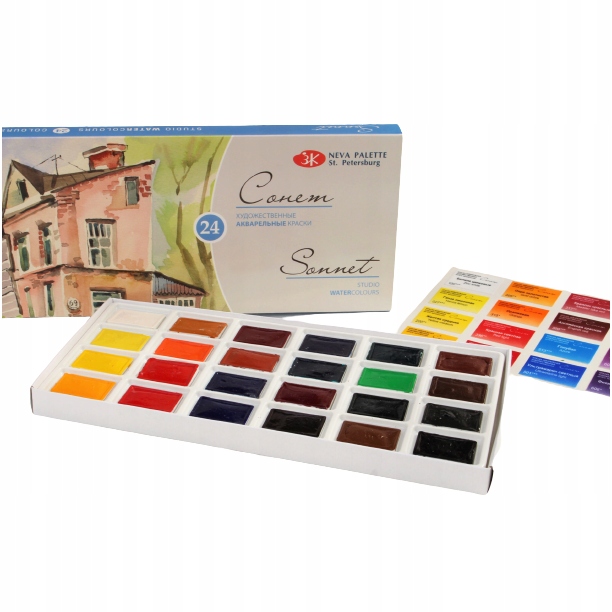 ZESTAW AKWARELI FARBY AKWARELOWE SONNET 24 ORYGINAŁ (4600395011252 ...
